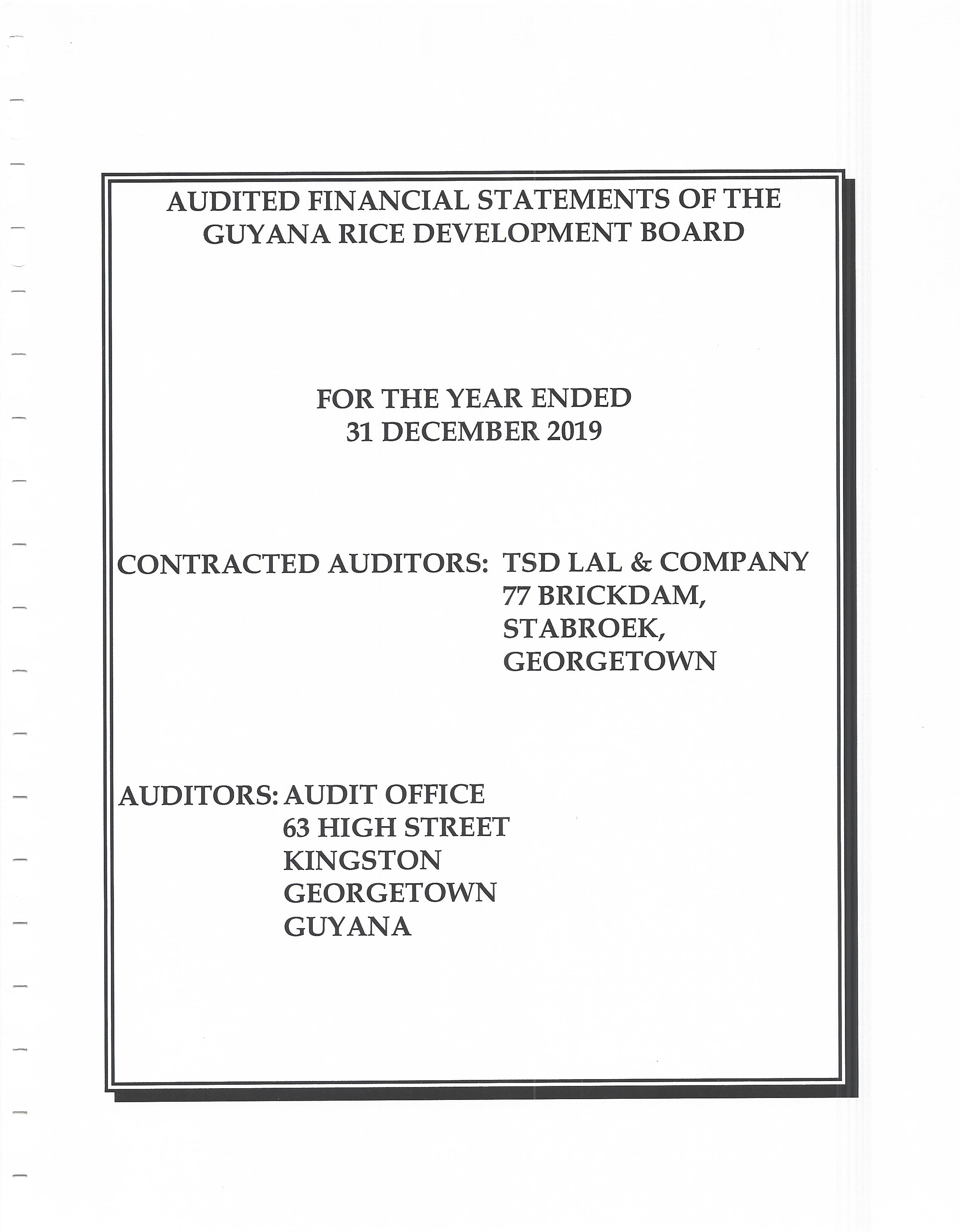 Financial Statements – Guyana Rice Development Board
